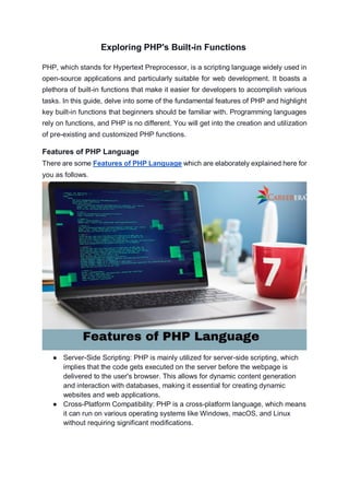 Exploring PHP's Built-in Functions | PDF