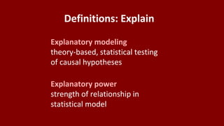 Statistical Modeling in 3D: Describing, Explaining and Predicting | PPT