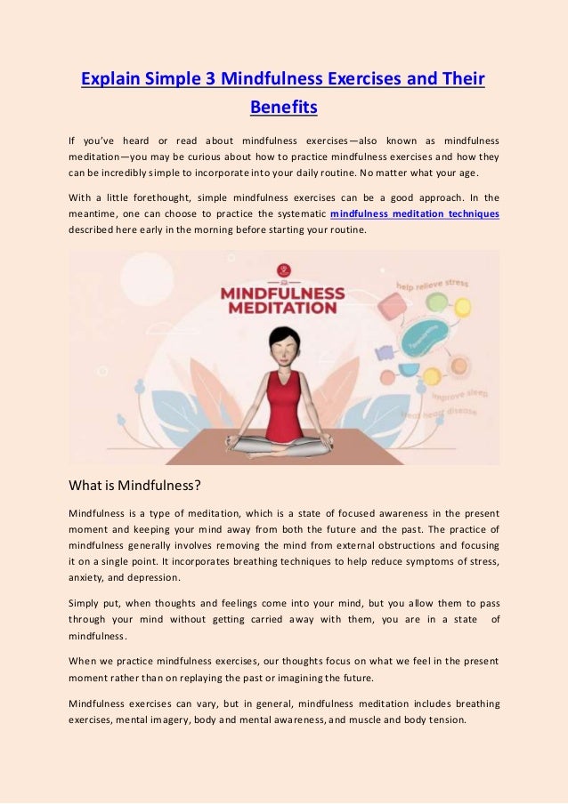 Explain Simple 3 Mindfulness Exercises And Their Benefits | PPTX