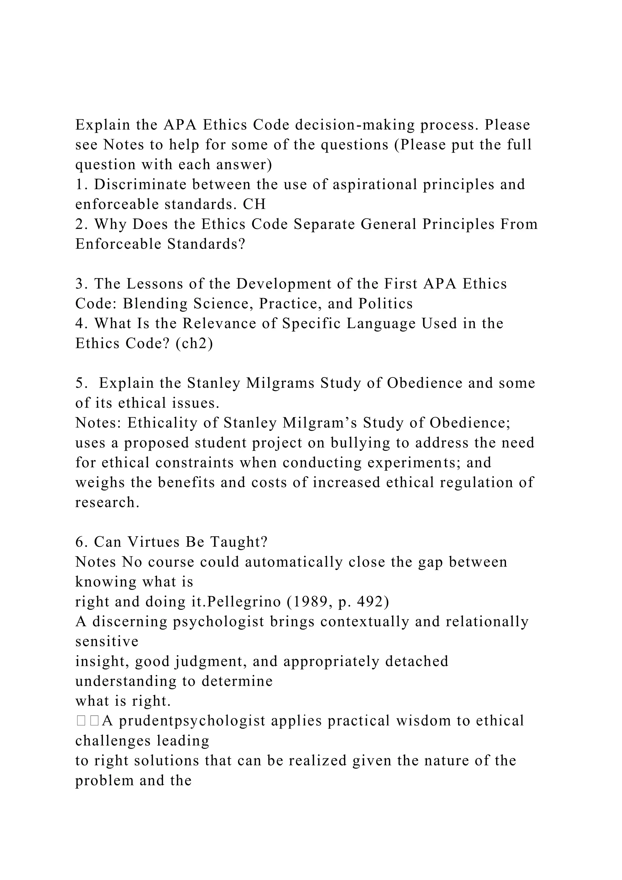 Explain the APA Ethics Code decision-making process. Please see No.docx ...