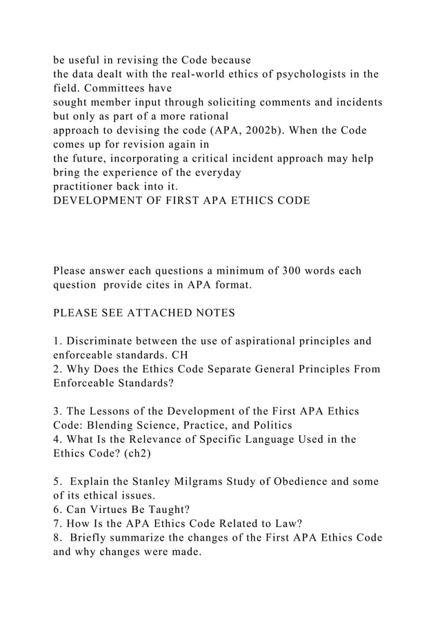 Explain the APA Ethics Code decision-making process. Please see No.docx ...