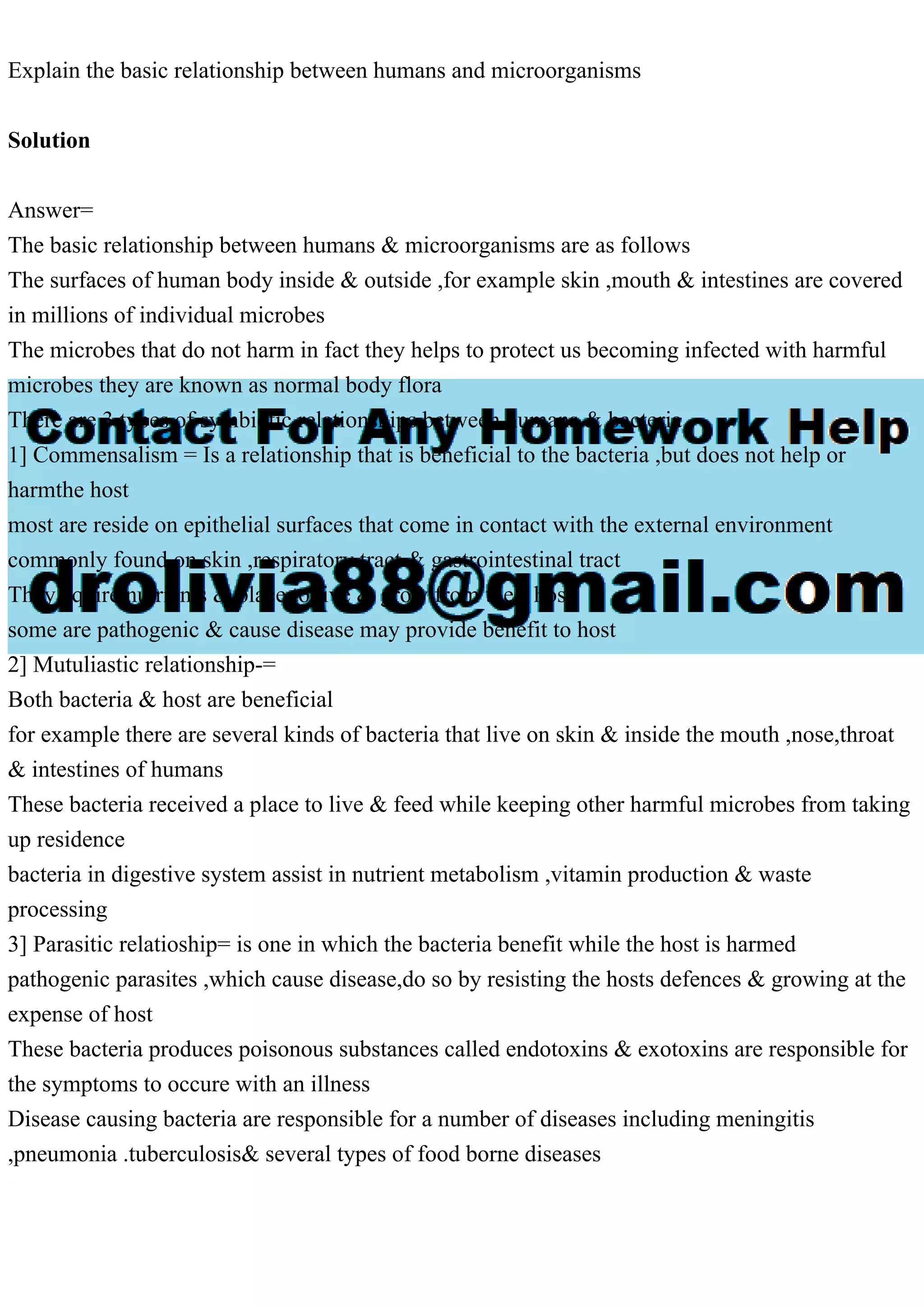 Explain the basic relationship between humans and microorganisms.pdf