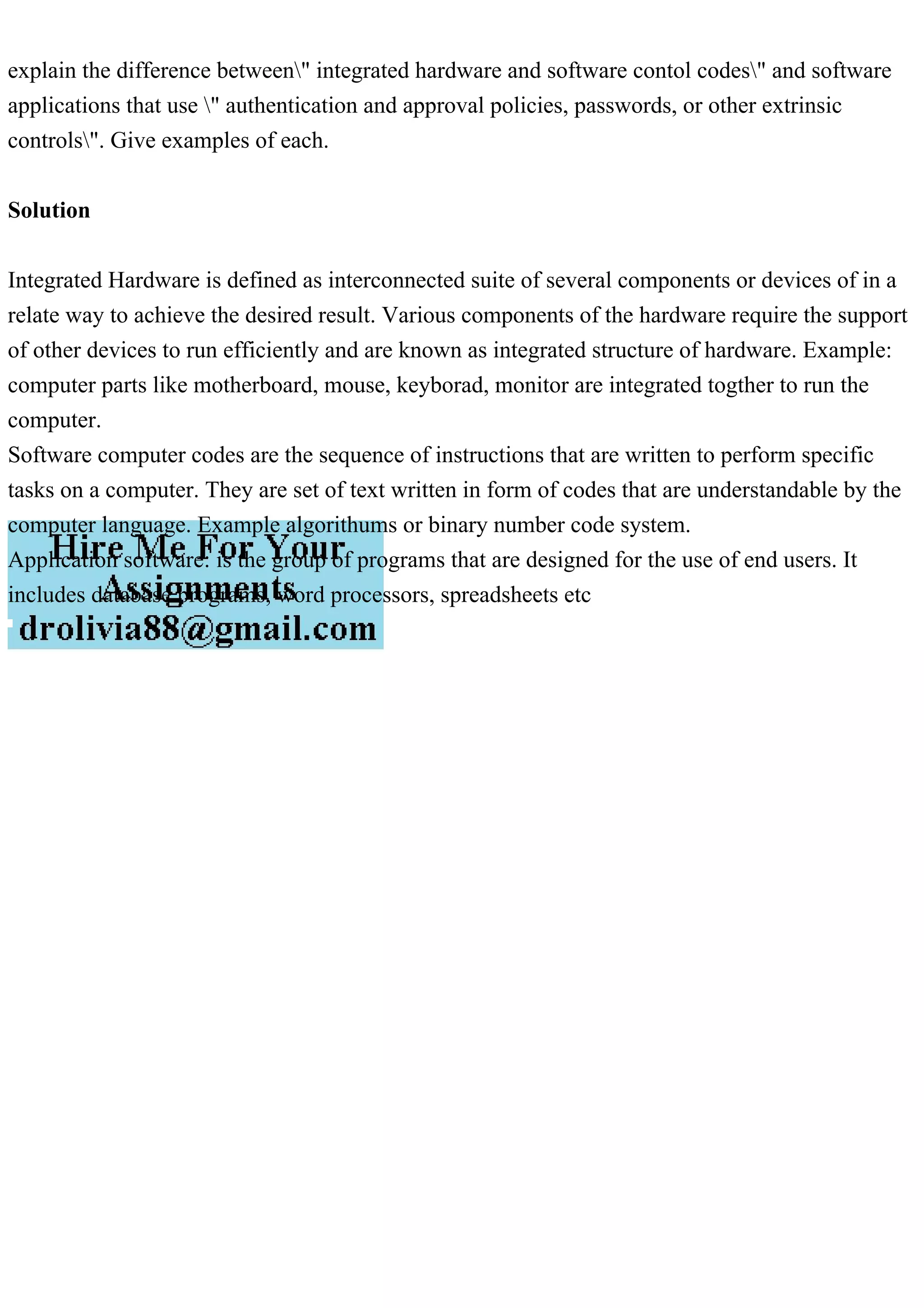 explain the difference between integrated hardware and software co.pdf