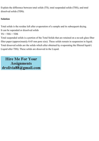 Explain the difference between total solids (TS), total suspended so.pdf