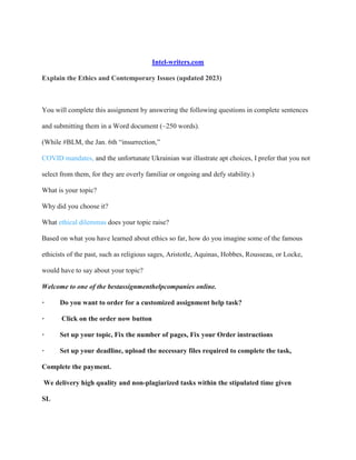 Explain the Ethics and Contemporary Issues (updated 2023).docx