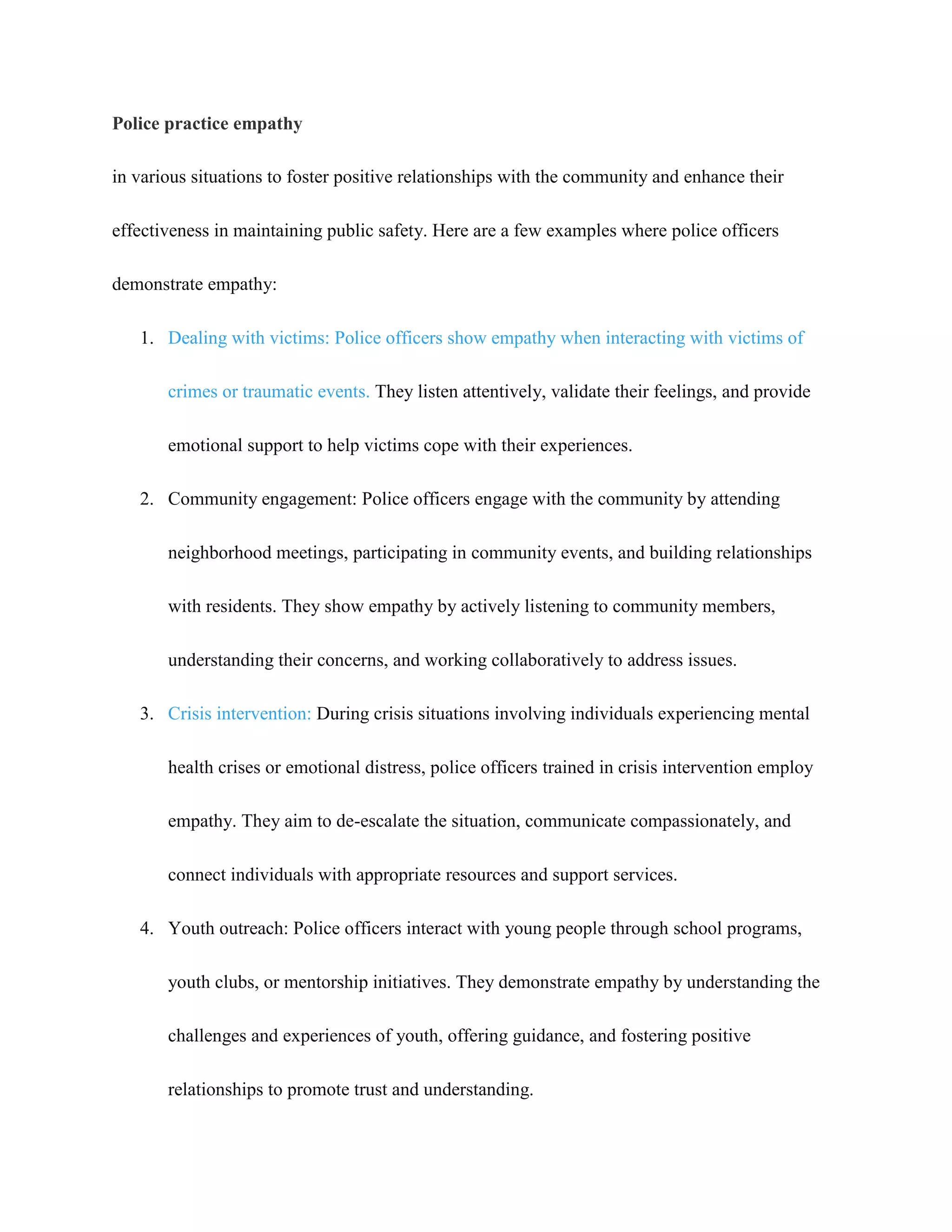 Explain the Examples where police practice empathy (updated 2023).docx