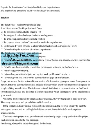 Explain the functions of the formal and informal organizationsand .pdf