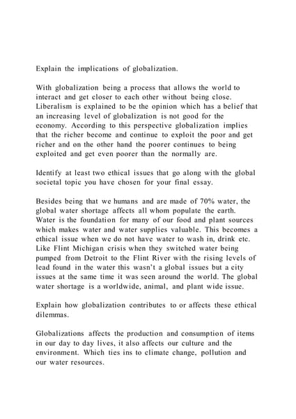 Explain the implications of globalization.With globalization | PDF