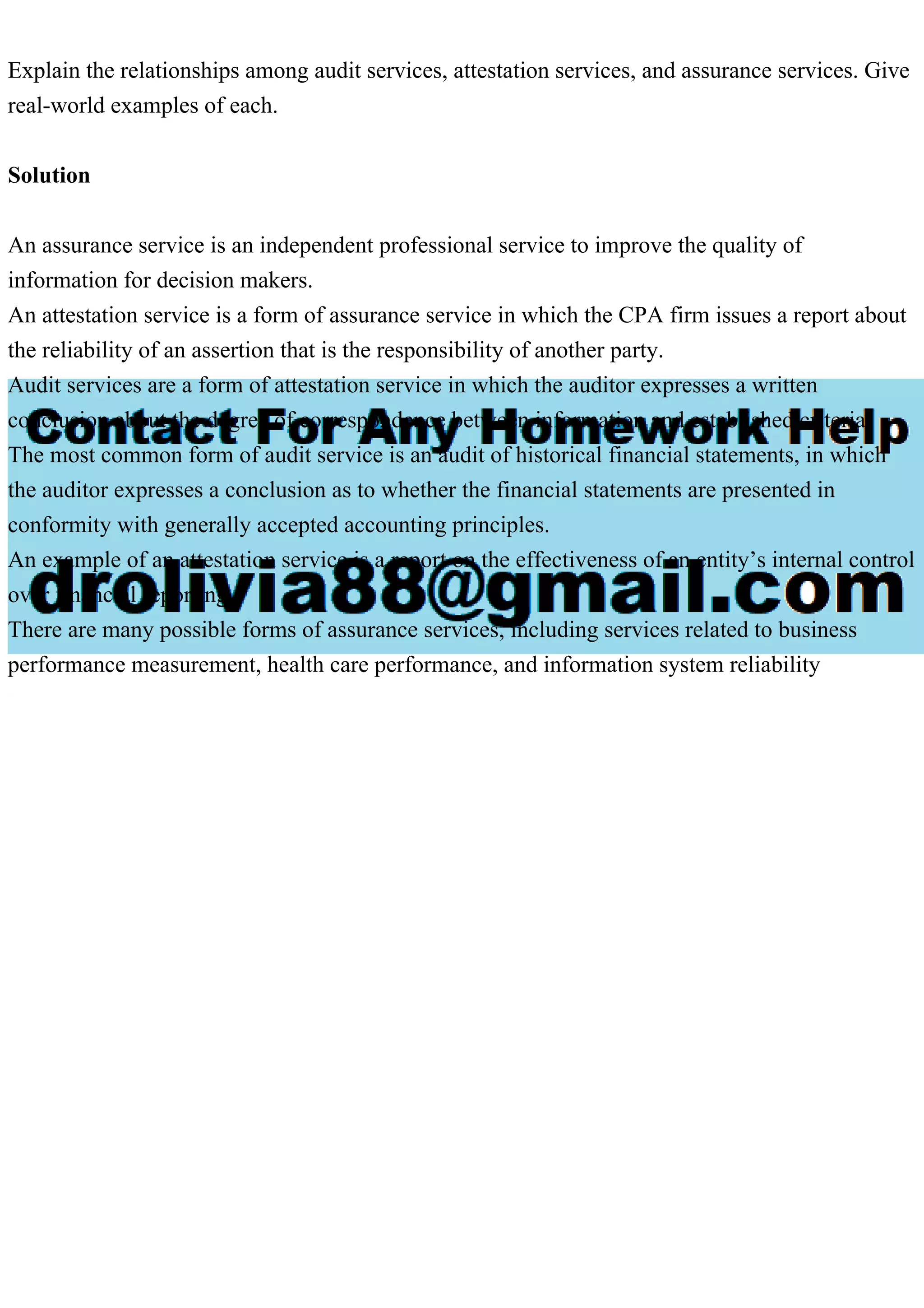 Explain the relationships among audit services, attestation services.pdf