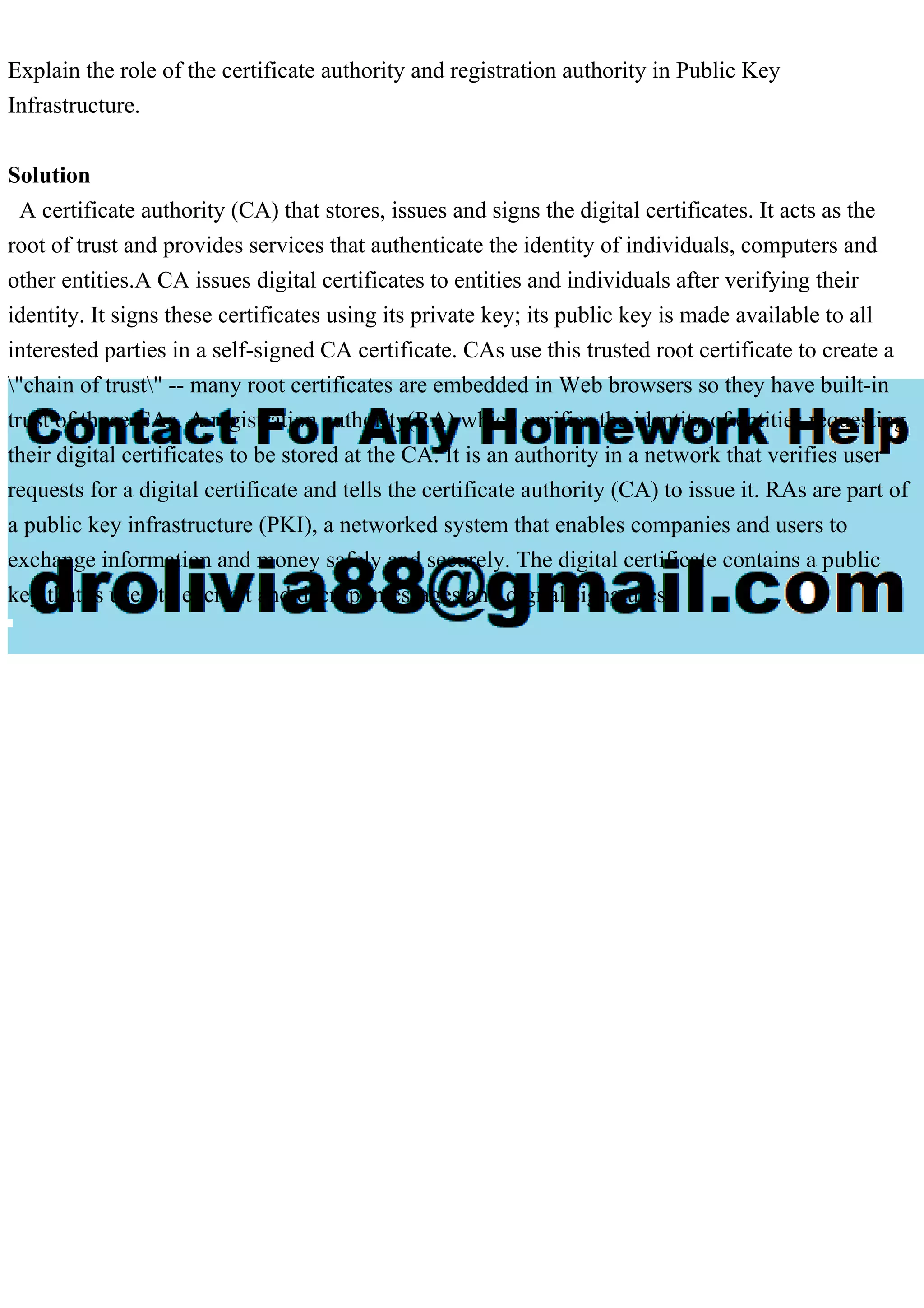 Explain the role of the certificate authority and registration autho.pdf