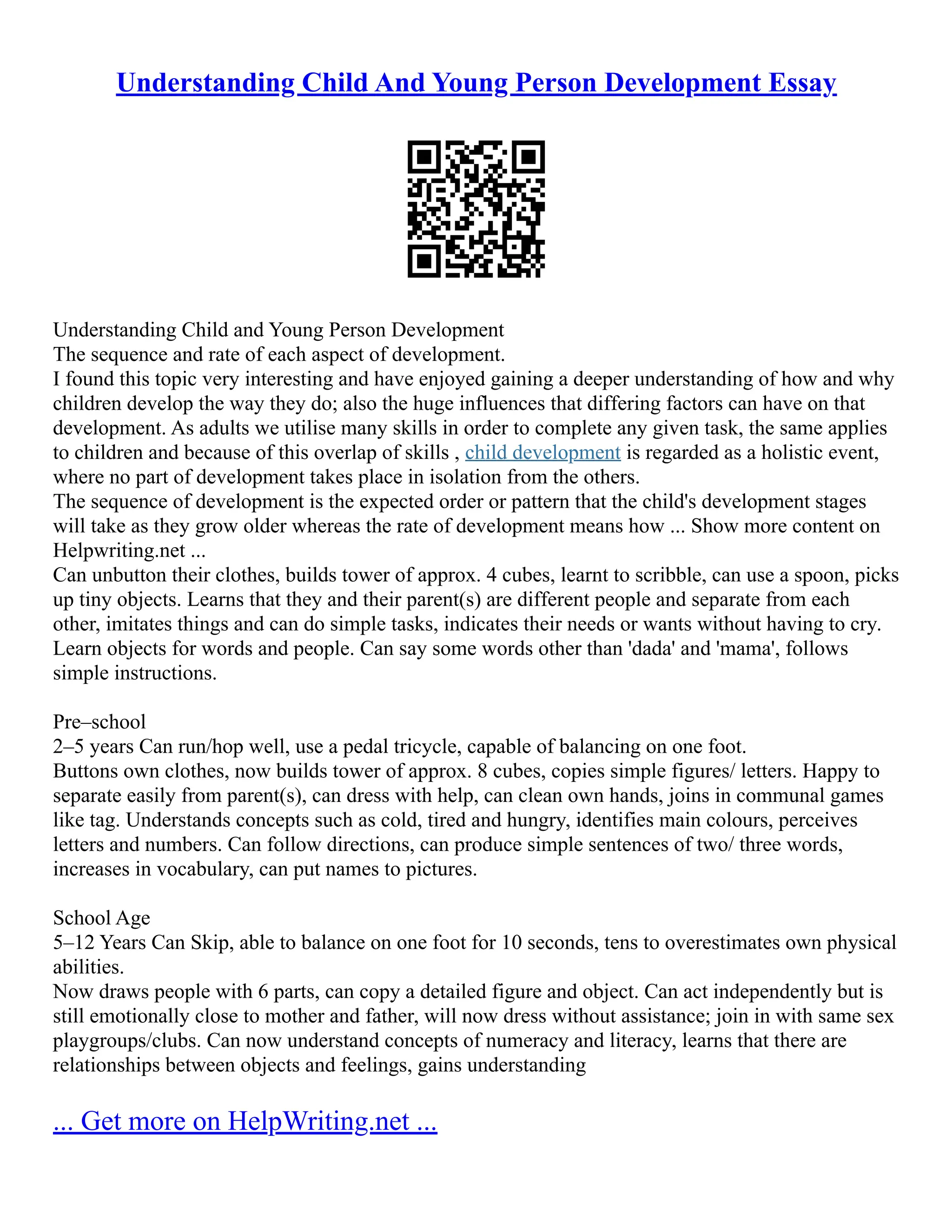 Explain The Stages Of Child Development | PDF