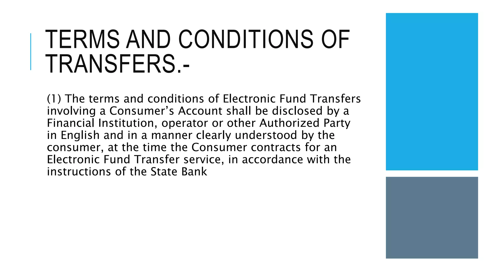 Explain the terms and conditions of transfer under | PPT