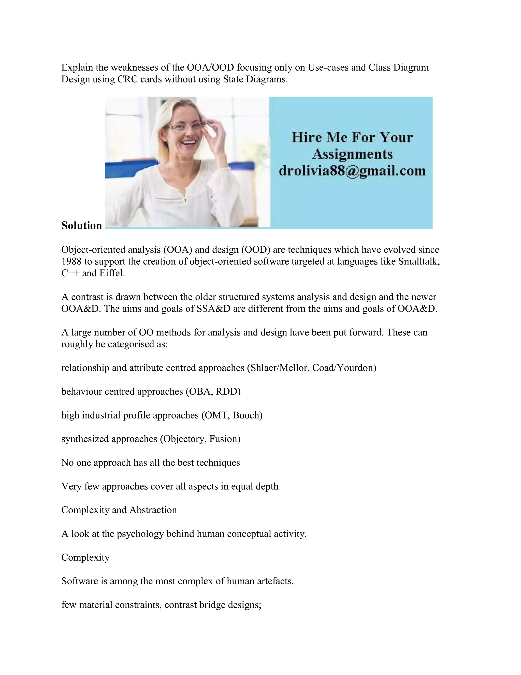 Explain the weaknesses of the OOA-OOD focusing only on Use-cases and C.docx