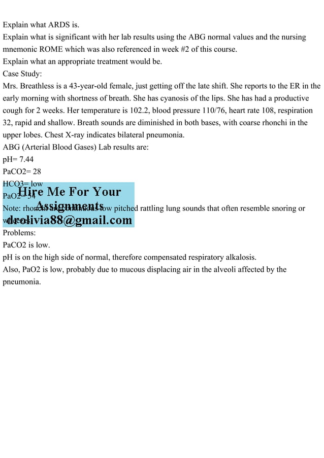 Explain what ARDS is.Explain what is significant with her lab resu.pdf | Lung and Respiratory ...