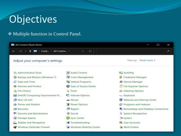 Explain_Windows-10_Contol_Panel.pptx | Operating Systems | Computer ...