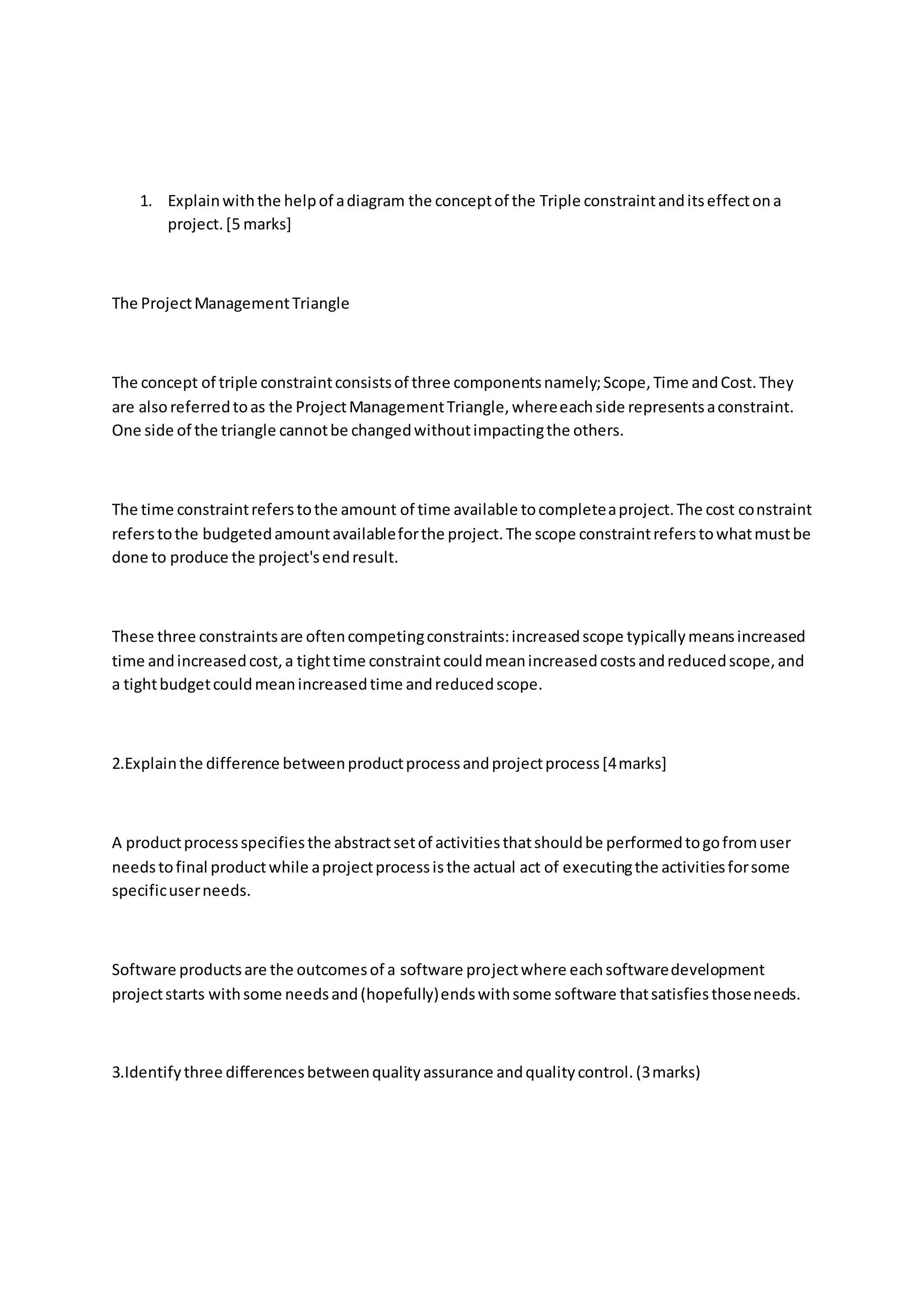 Explain With The Help Of A Diagram The Concept Of The Triple Constraint