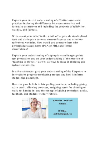 Explain your current understanding of effective assessment practic.docx ...