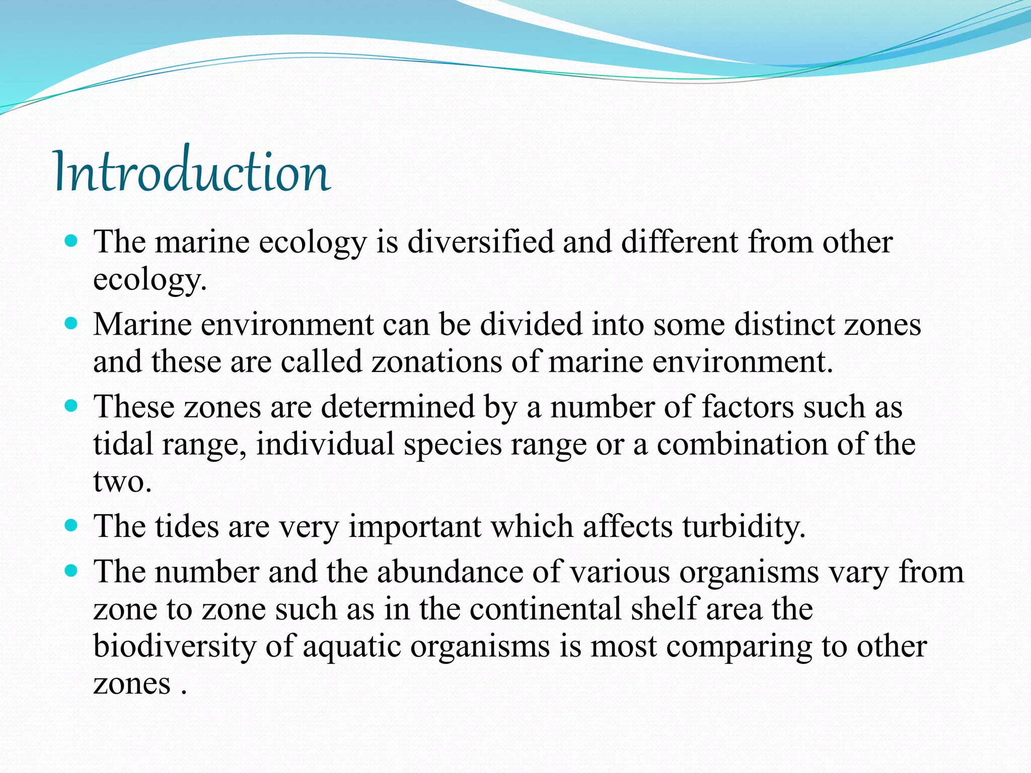 zonations of sea and ecological classification of marine biota | PPTX
