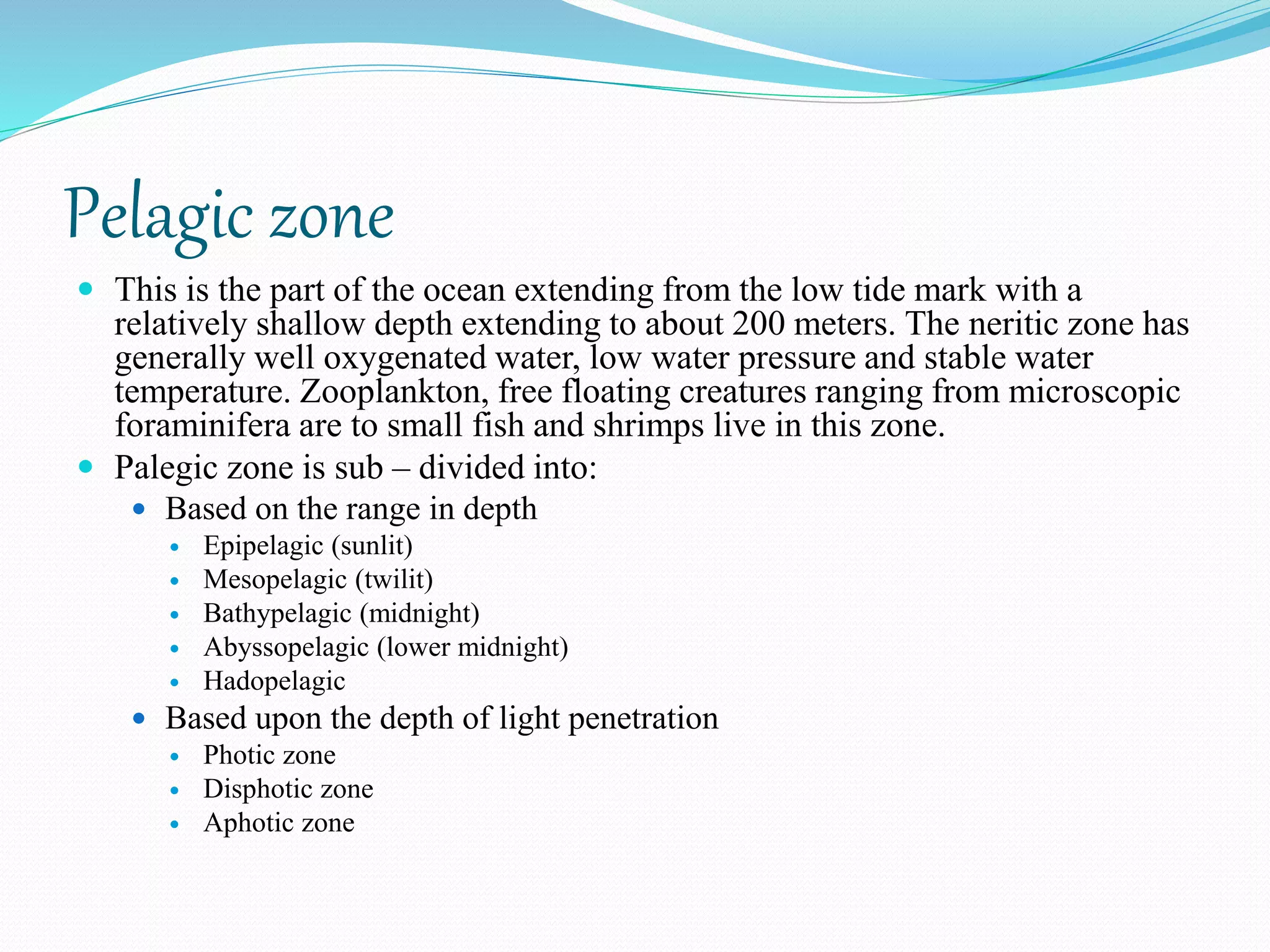 zonations of sea and ecological classification of marine biota | PPTX