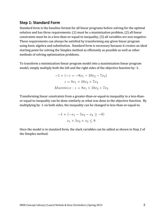 Explanation Of Simplex Methoddocx 
