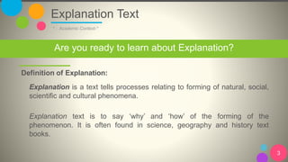 Explanation text : English for Academic Context | PPTX