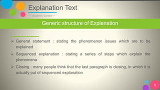 Explanation text : English for Academic Context | PPTX