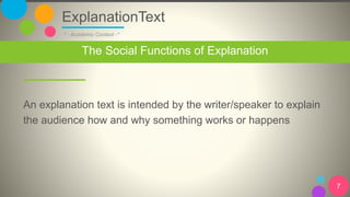 Explanation text : English for Academic Context | PPTX