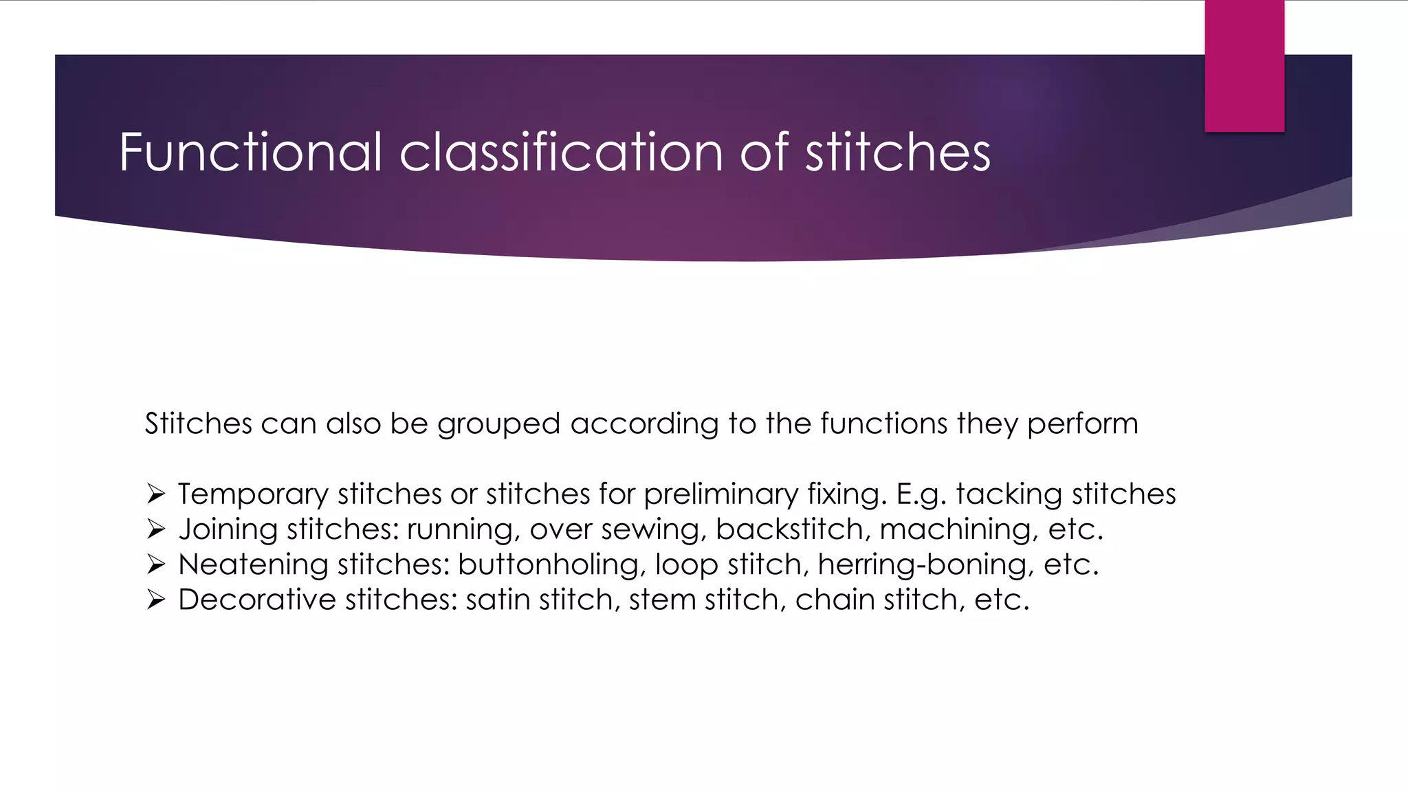 Explanation and classification of stitches | PDF