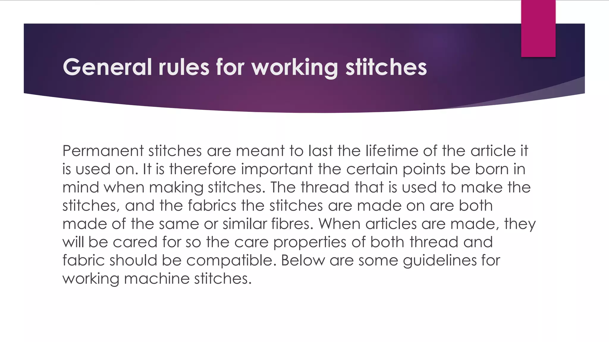 Explanation and classification of stitches | PDF