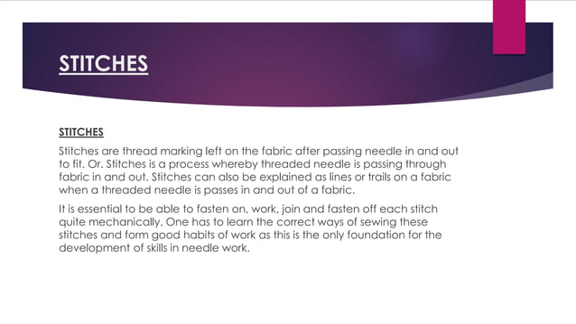 Explanation and classification of stitches | PDF | Needlework | Arts ...