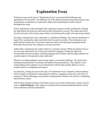 Explanation Essay.pdfExplanation Essay | PDF