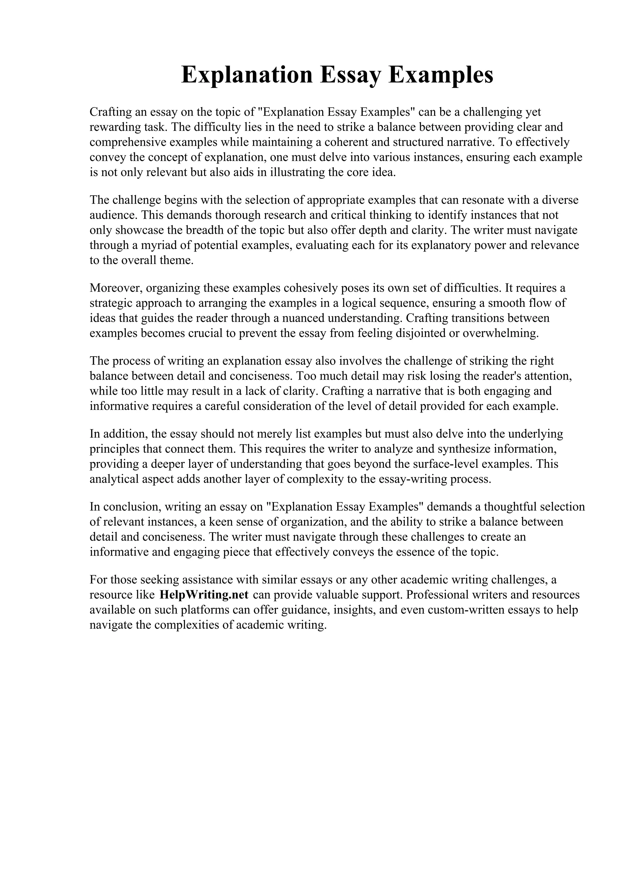 Explanation Essay Examples. Explanation Essay Examples. | PDF