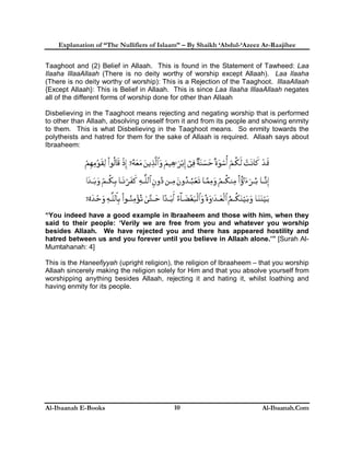 Explanation of the Nullifiers of Islam | PDF