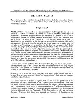 Explanation of the Nullifiers of Islam | PDF