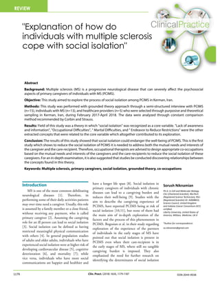 Explanation of how do individuals with multiple sclerosis cope with ...