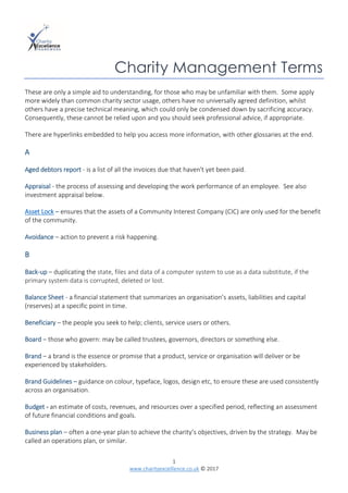 Charity Management Terms Explained in Plain English | PDF