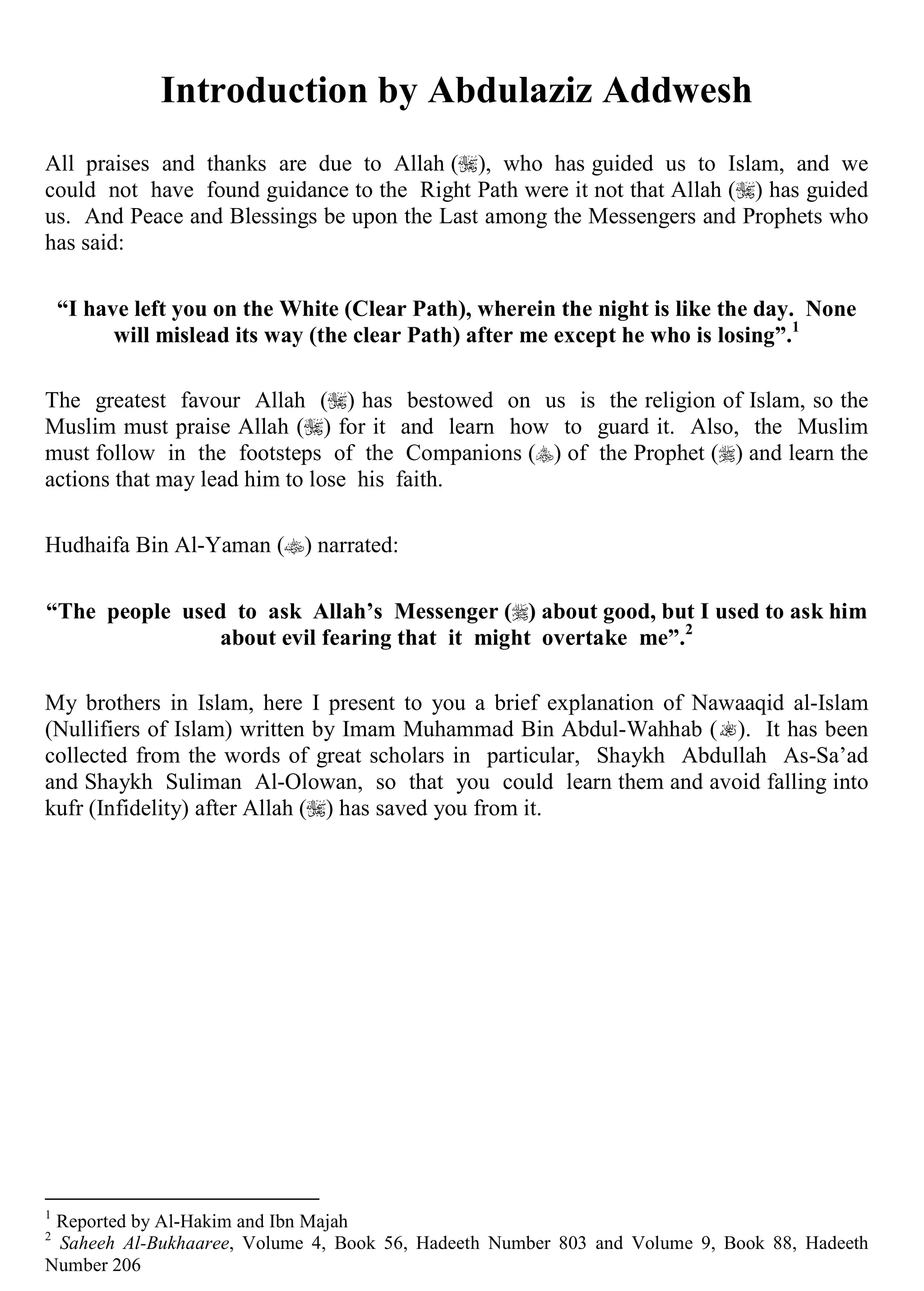 Explanation of the Nullifiers of Islam [Explained by Shaykh Abdur-Ra'uf ...