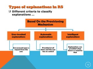 Explanations in Recommender Systems: Overview and Research Approaches | PPT