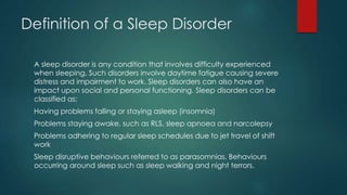 Explanations of Sleep Disorders | PPTX