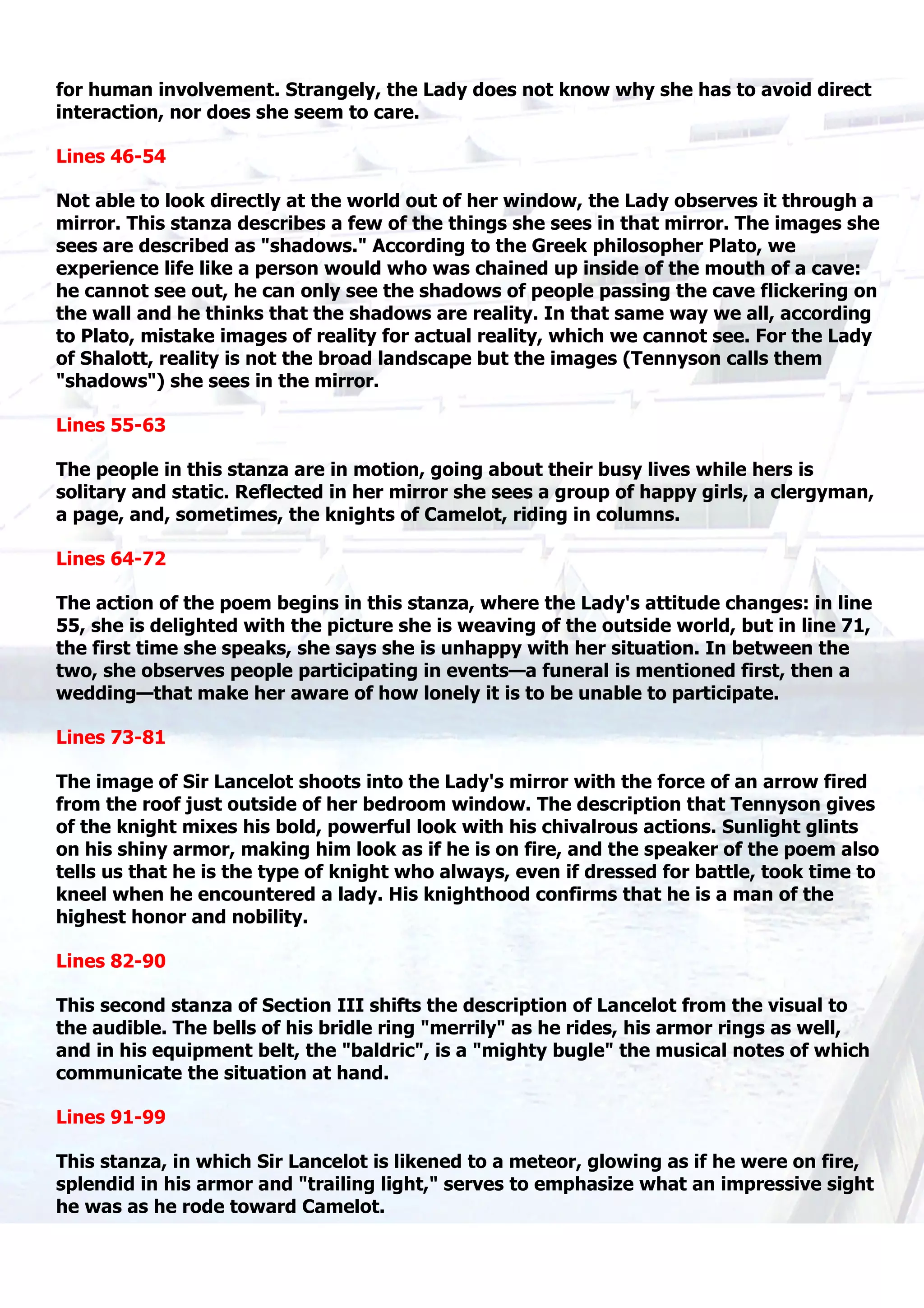 Explanation the lady of shalott | DOC