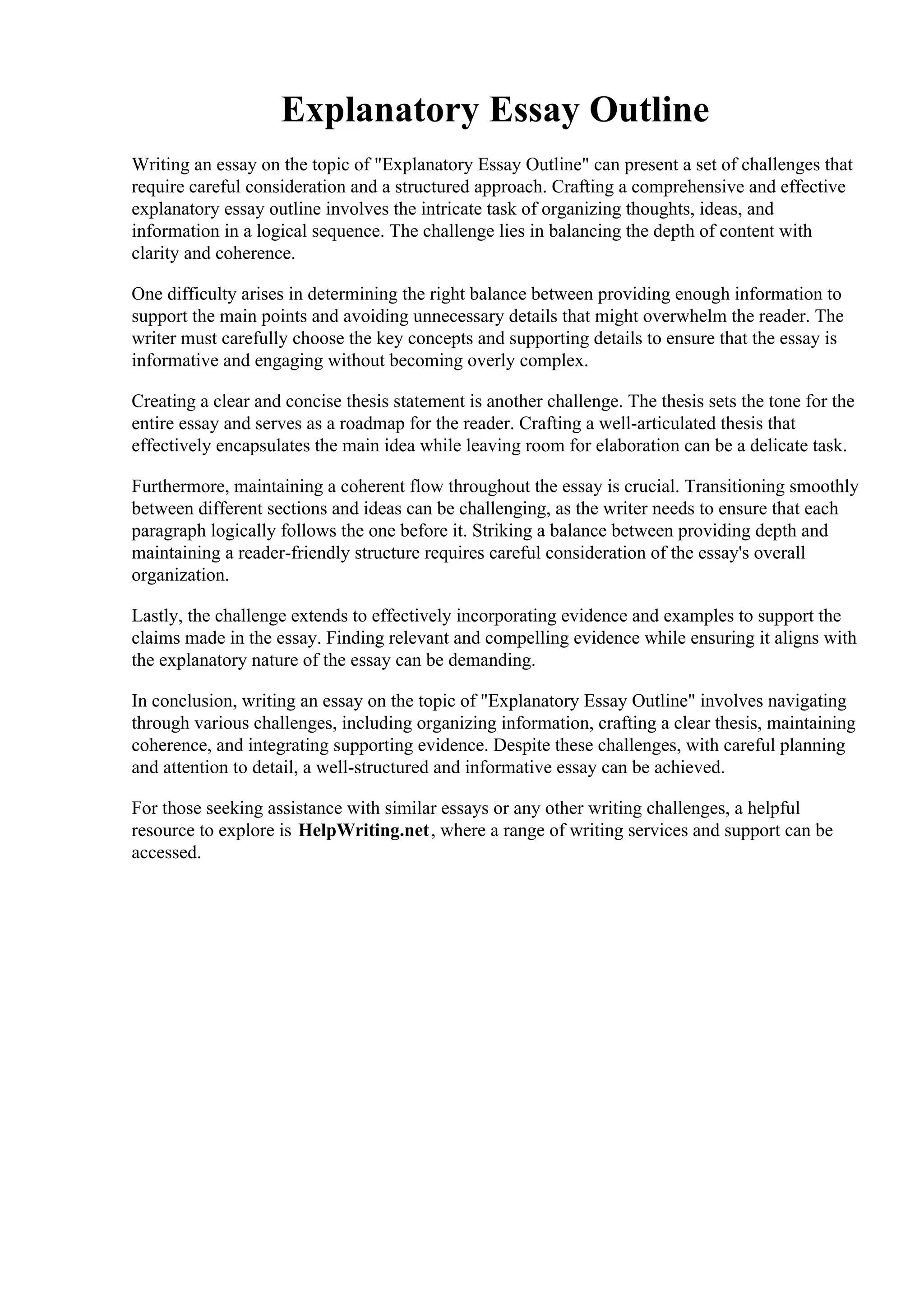 Explanatory Essay Outline. 010 Essay Example Paragraph 248305 What Is ...
