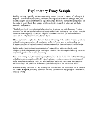 Explanatory Essay Sample. Explanatory paper. How to Write An ...