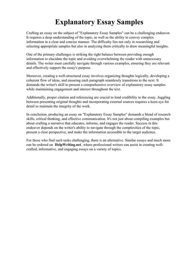 Explanatory Essay Samples | PDF