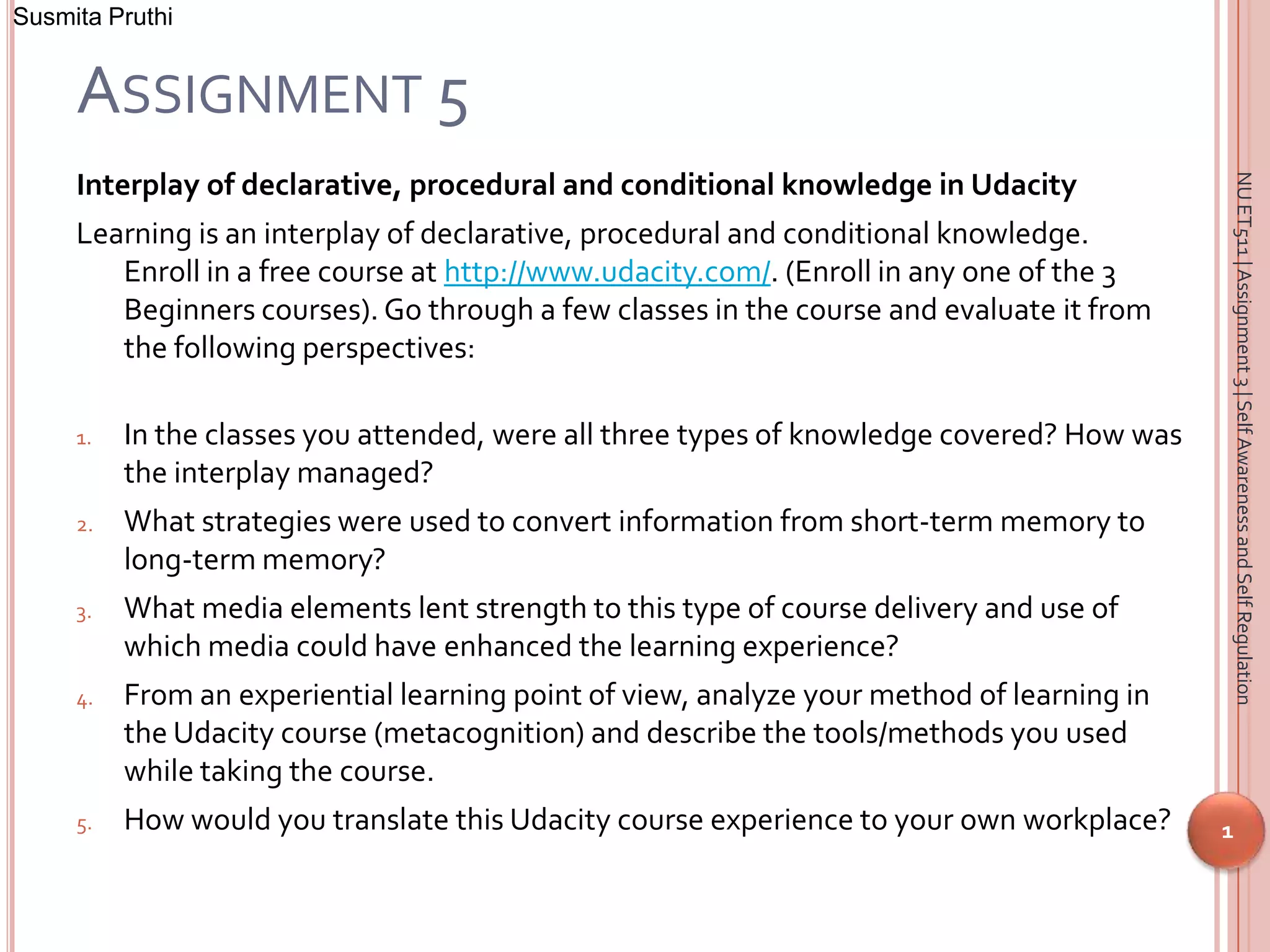 Exp learng refl-assgn5-interplay | PPT