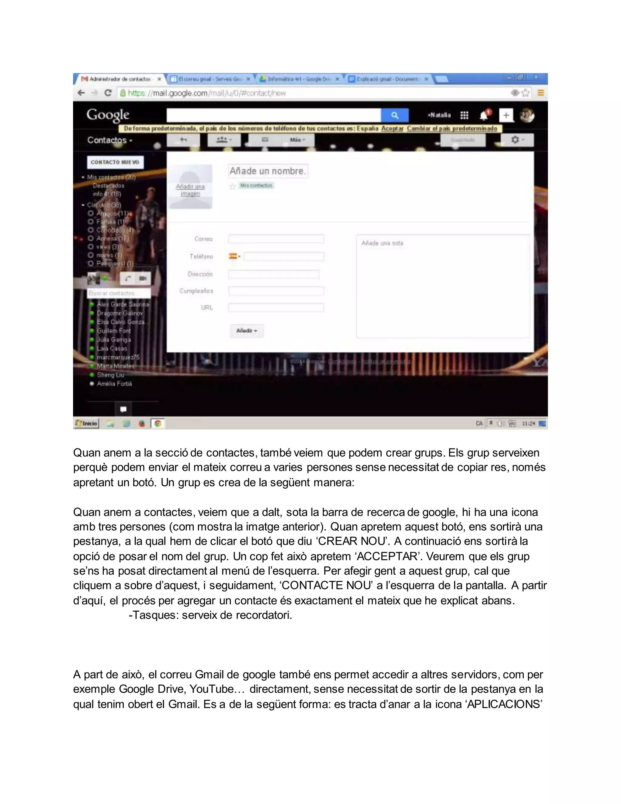 Explicació del Gmail | DOCX