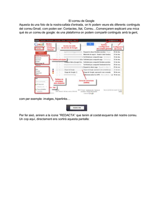 Explicació del Gmail | DOCX
