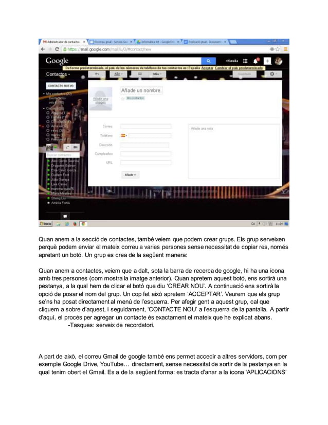Explicació del Gmail | DOCX