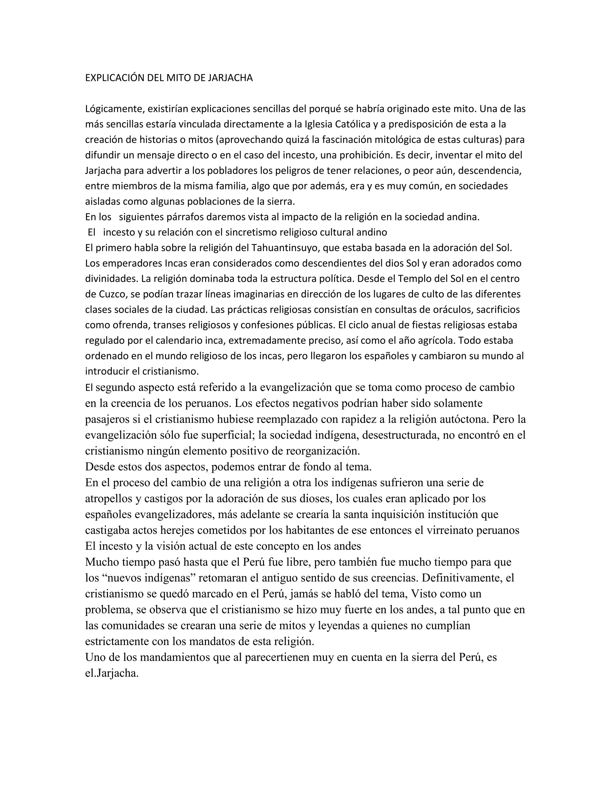 Explicación del mito de jarjacha | PDF