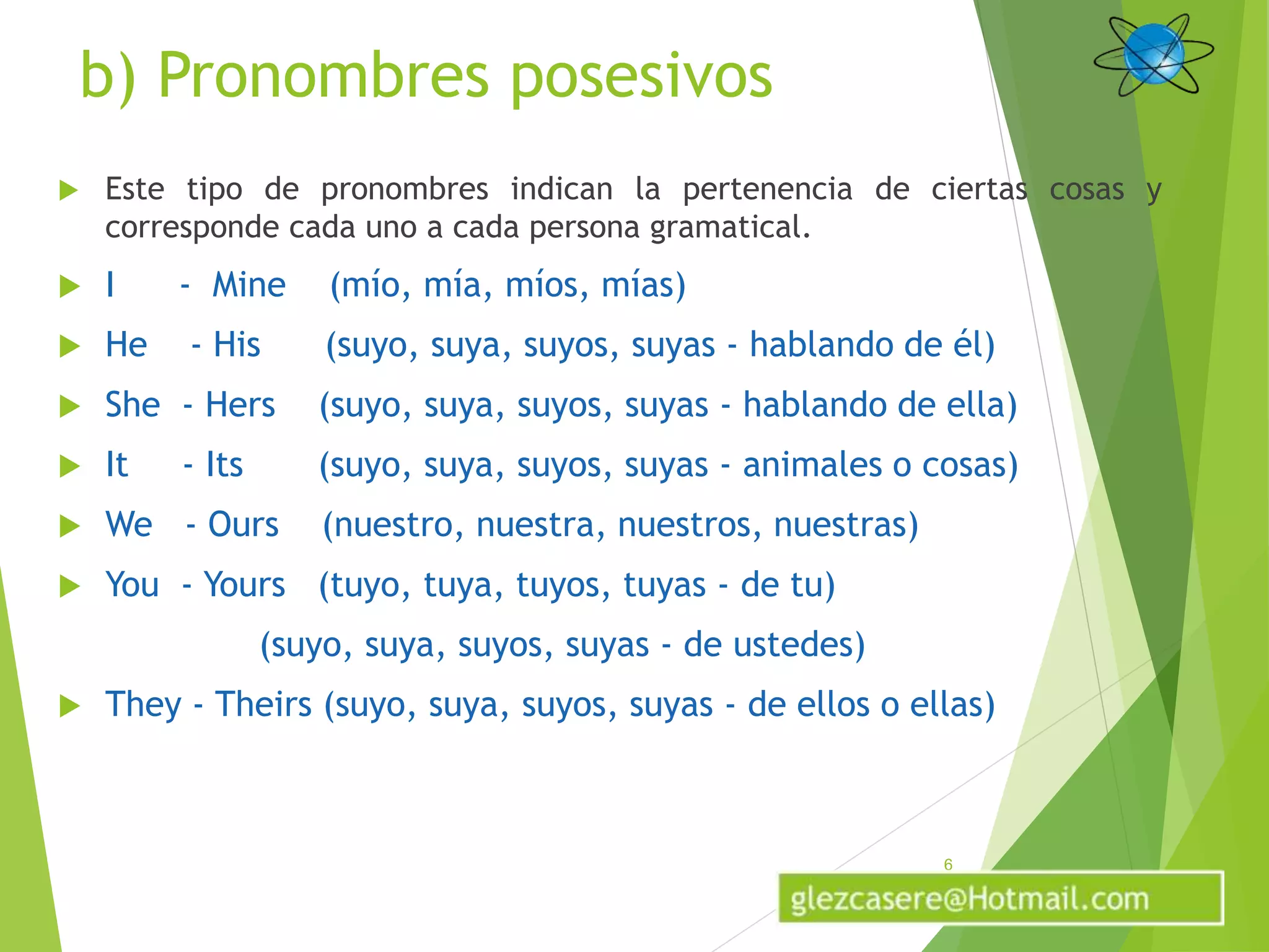 pronombres y adejetivos posesivos | PPT | Descarga Gratuita