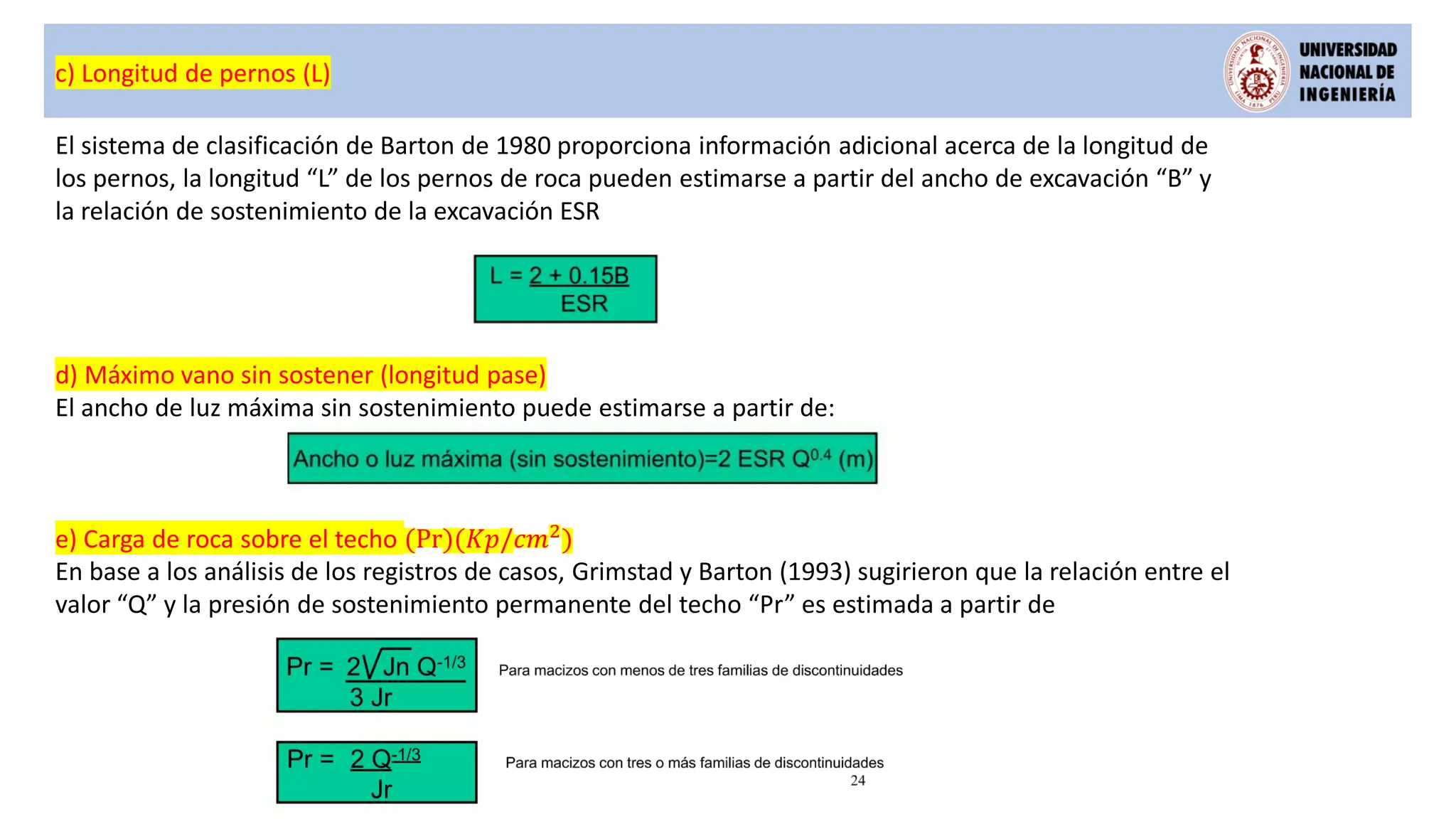 Clasificacion geomecanica de Q de Barton | PPT